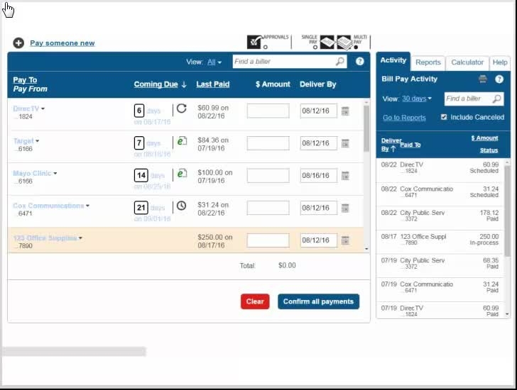 FIS Small Business Bill Pay - Reminders